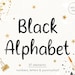 Black Watercolor Alphabet, Black Letters, Black Font, Font Clipart ...