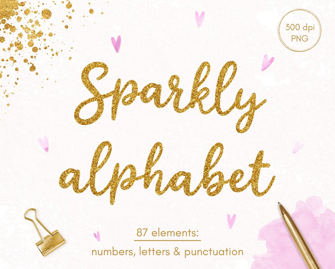 Gold Glitter Alphabet Clipart, Digital Download, Commercial Use, PNG - Etsy