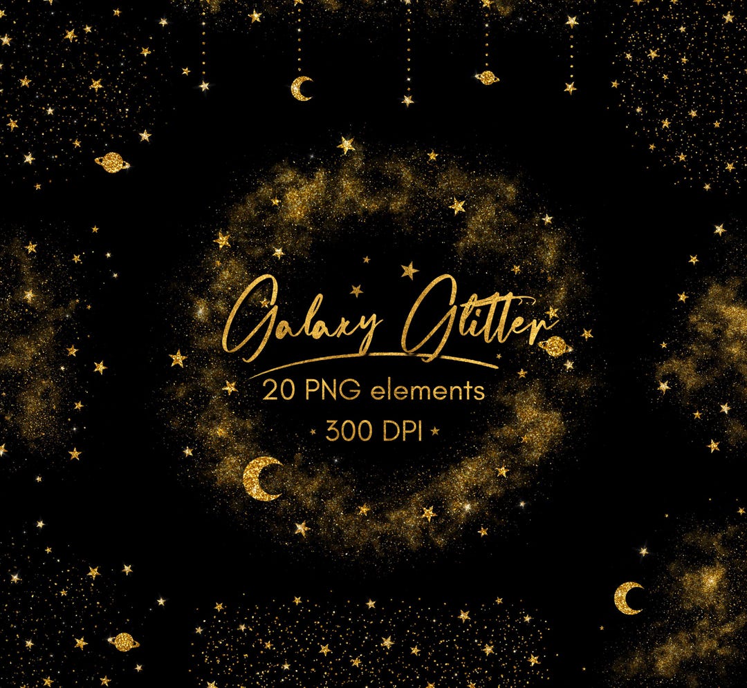 Gold Stardust Clipart, Star Overlays, Night Sky, Digital Download ...