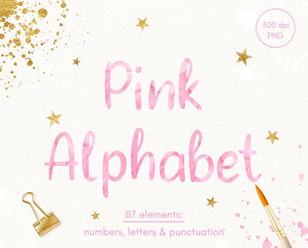 Pink Watercolor Alphabet, Pink Letters, Pink Font, Letters Clipart ...