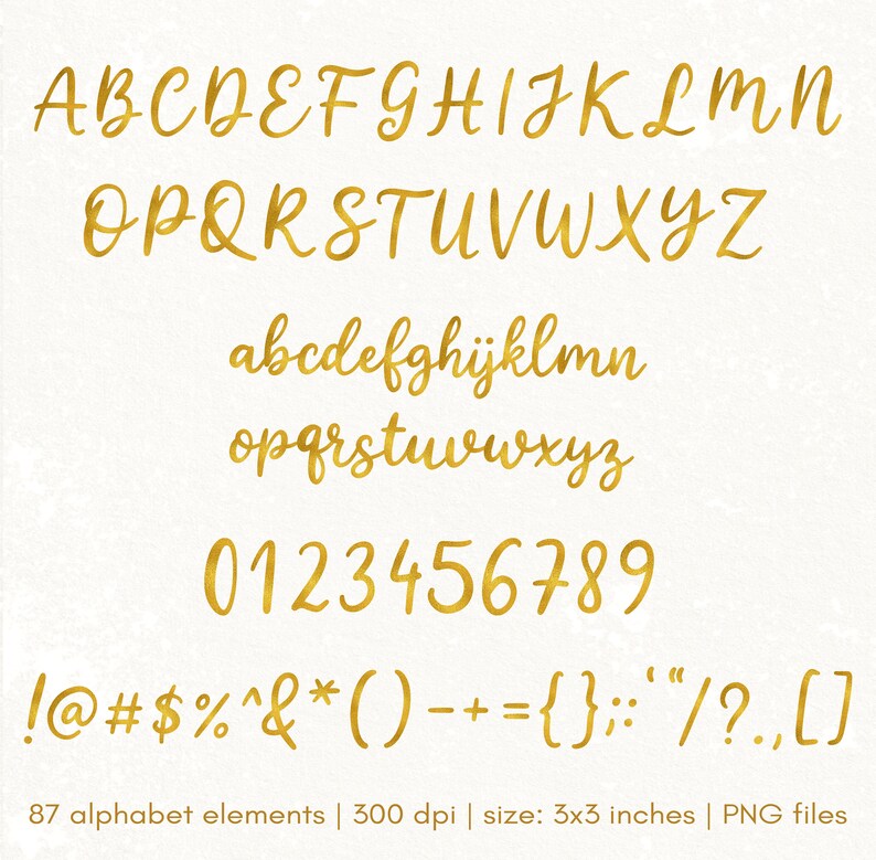 Gold Foil Alphabet, Gold Letters, Gold Numbers, Gold Font, Gold ...