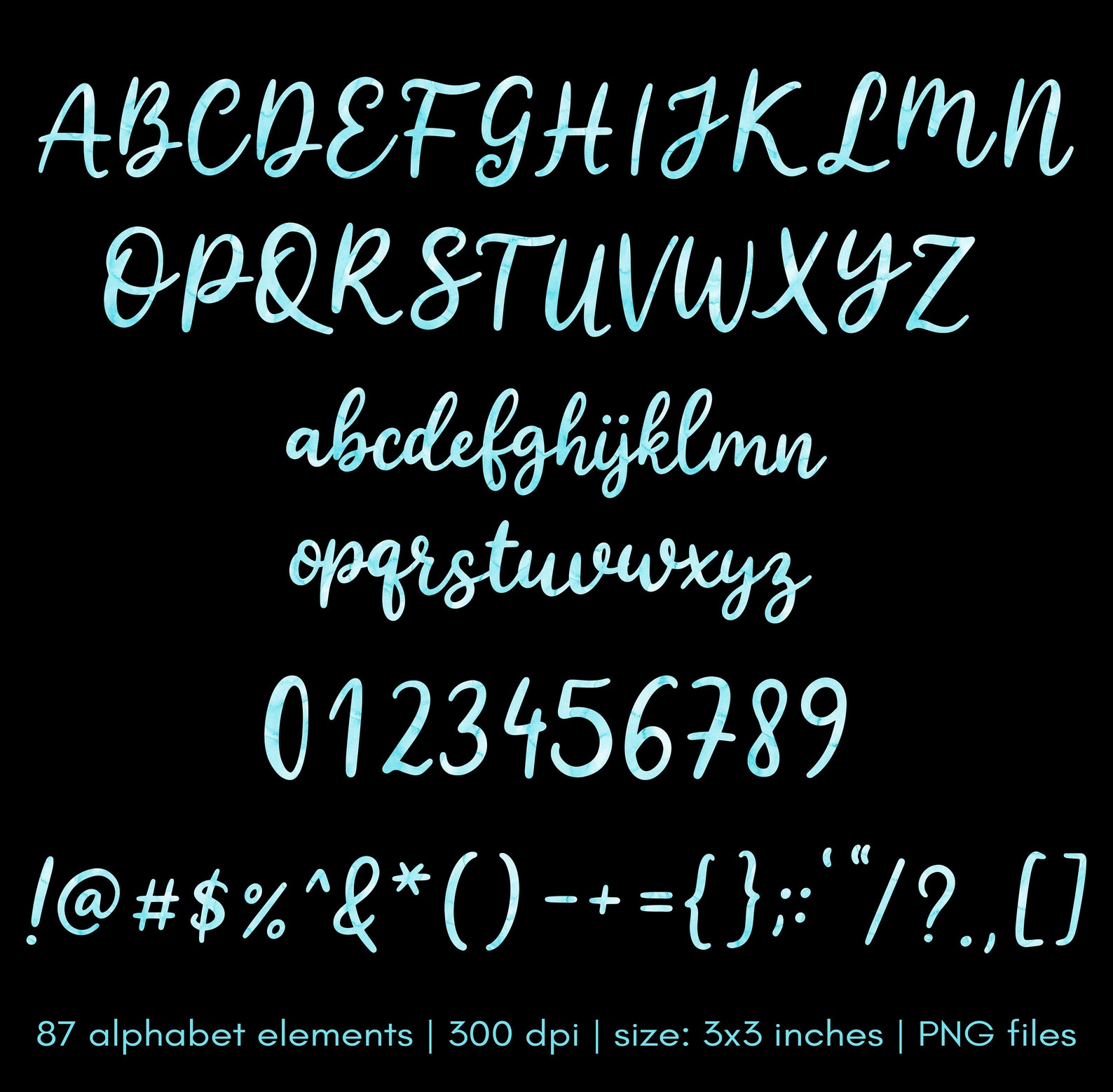 Blue Watercolor Alphabet, Blue Letters, Watercolor Font, Watercolor ...