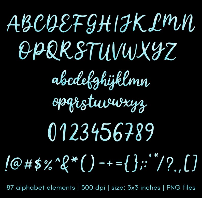 Blue Watercolor Alphabet, Blue Letters, Watercolor Font, Watercolor ...