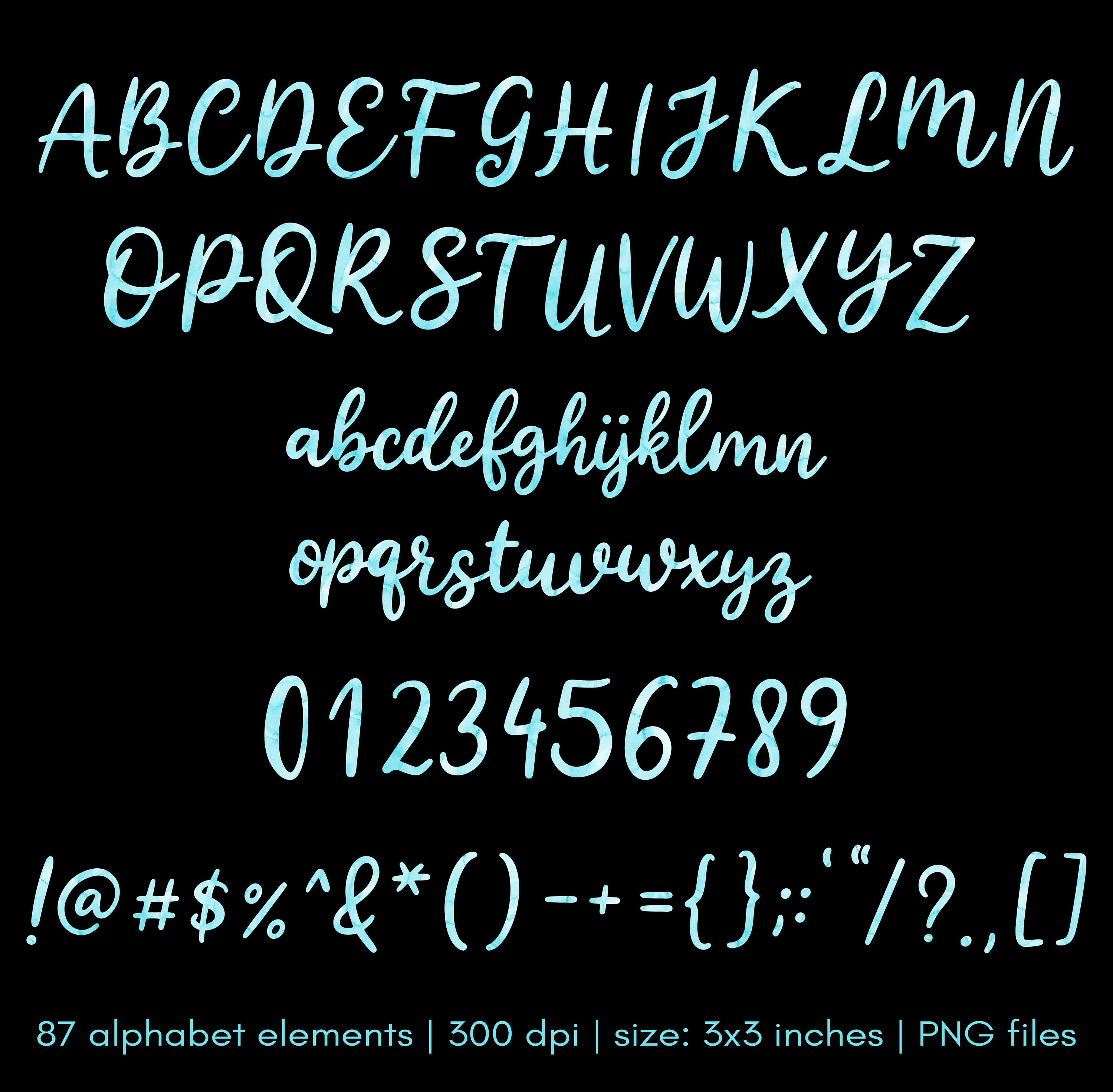 Blue Watercolor Alphabet, Blue Letters, Watercolor Font, Watercolor ...