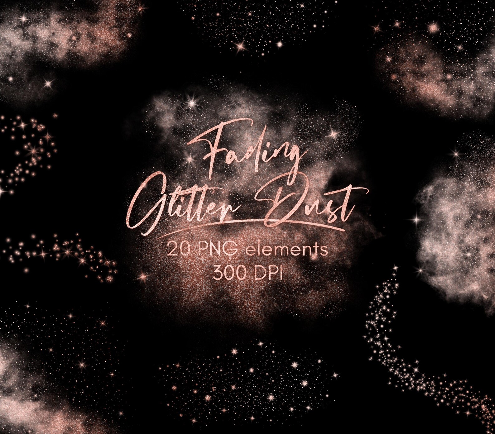 Rose Gold Stardust Clipart, Dust Overlay, Rose Gold Glitter, Rose Gold ...