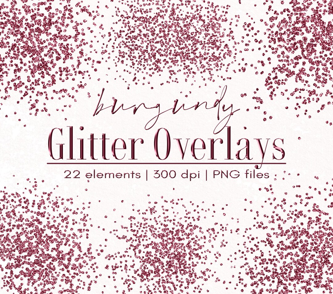 Burgundy Glitter Overlays, Burgundy Confetti, Burgundy Clipart, Digital ...