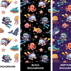 Under the Sea Patterns | 90 Sea Animals Seamless Patterns | Kawaii ...