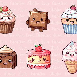 Kawaii Sweet Food Clipart | 30 Cute Sweet Treats Clipart | Cute ...