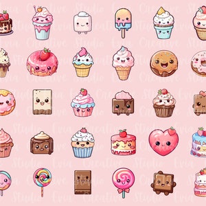 Kawaii Sweet Food Clipart | 30 Cute Sweet Treats Clipart | Cute ...