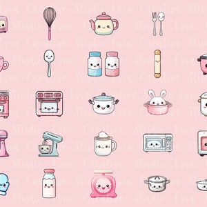 Kawaii Kitchen Clipart | 50 Cute Kitchen Tools | Cooking and Baking ...