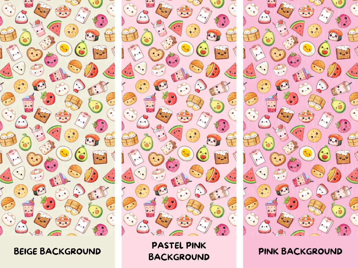Kawaii Food Patterns 50 Seamless Cute Food Patterns Kawaii Design ...