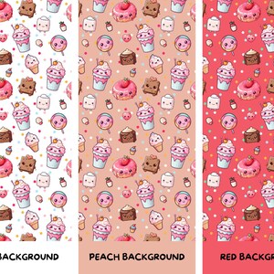 Kawaii Sweet Food Patterns | 40 Cute Seamless Digital Patterns ...