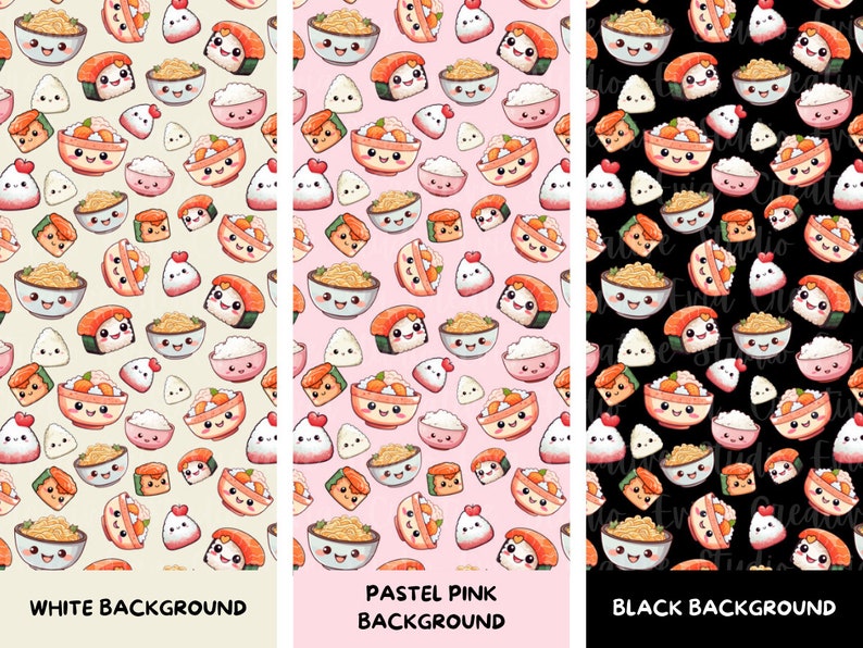 Kawaii Food Patterns 50 Seamless Cute Food Patterns Kawaii Design ...