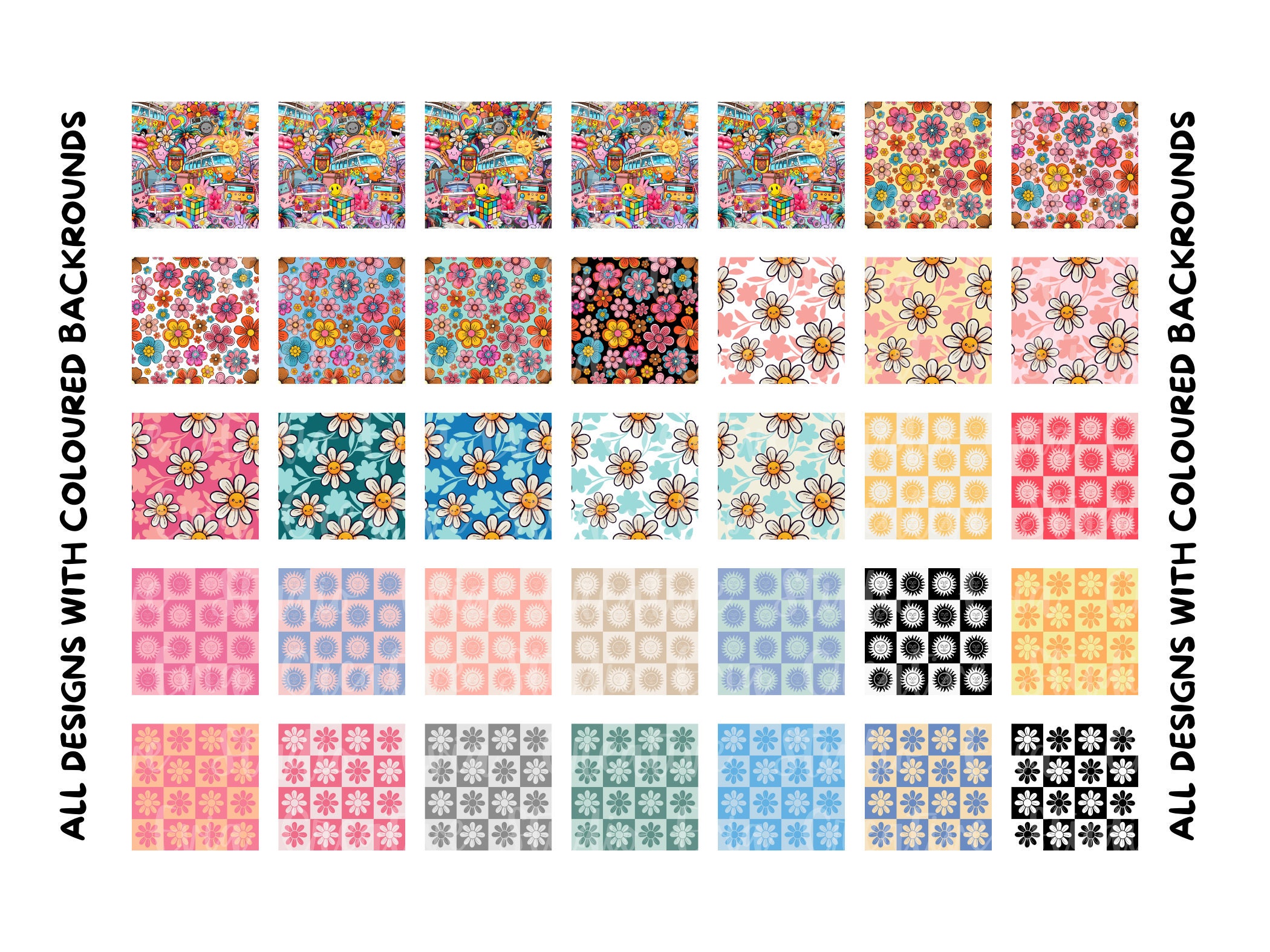 Retro Groovy Patterns | 70 Hippie Seamless Patterns | Retro Vibes ...