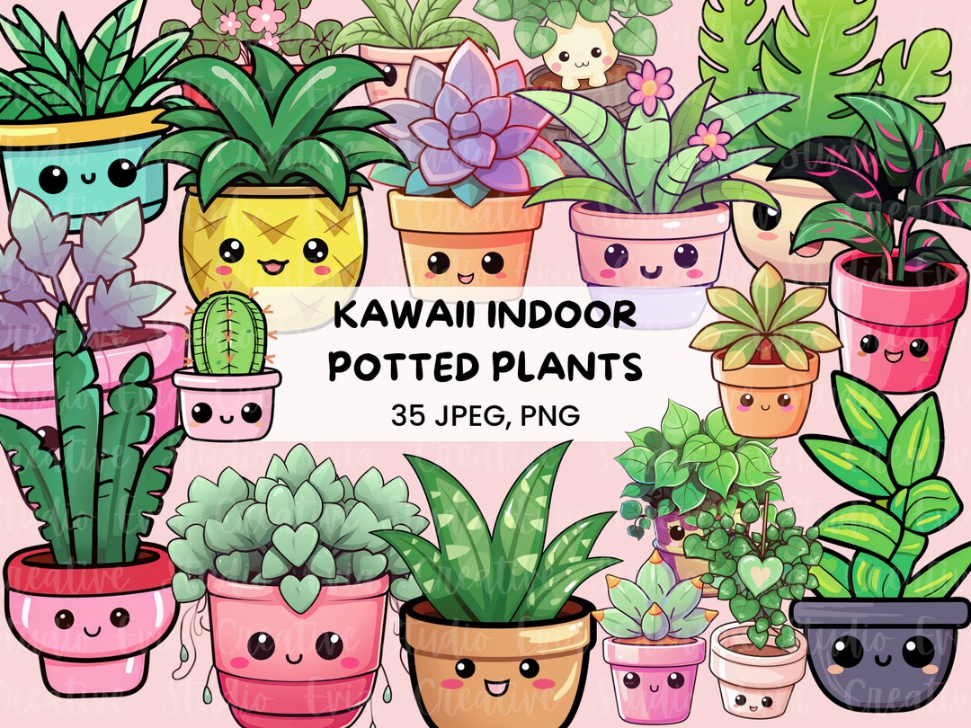 Kawaii Potted Plants Clipart Indoor Potted Plants House Plants Clipart ...