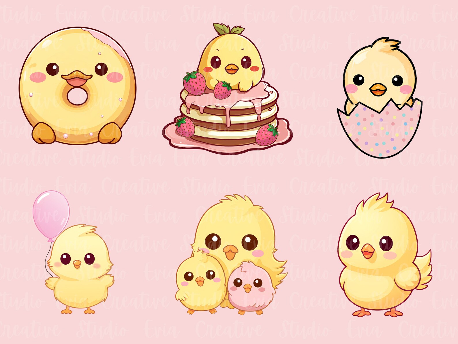 Kawaii Easter Clipart 80 Bunny Easter Graphics Cute Easter Eggs Kawaii ...