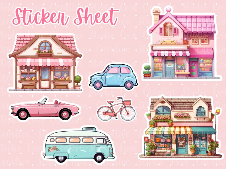 Kawaii Town Cute Shops Pink Shop Houses Sweets Shops - Etsy