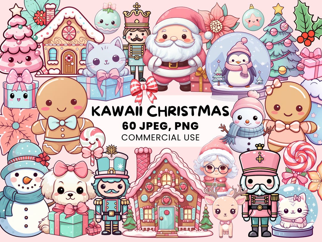 Kawaii Christmas Clipart | 60 Cute Christmas Graphics | Winter ...