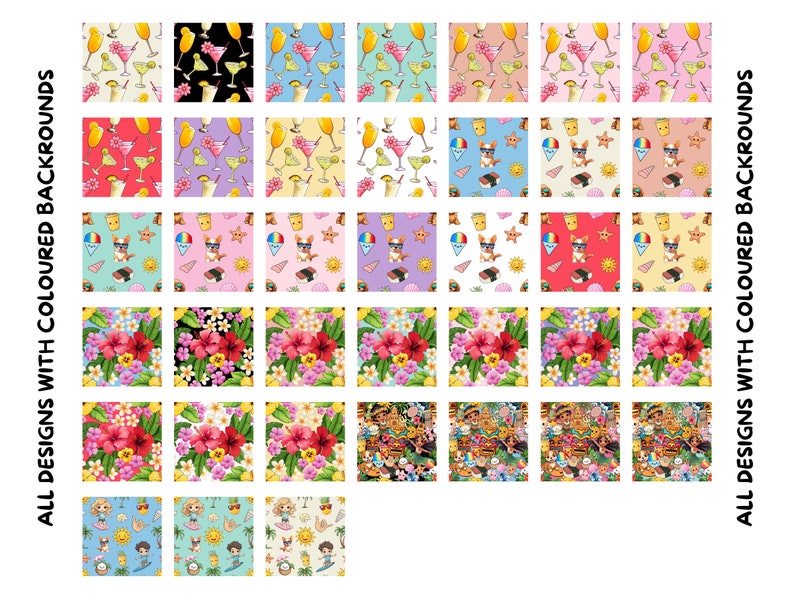 Hawaii Vibes Patterns 80 Kawaii Hawaii Seamless Patterns Tropical ...