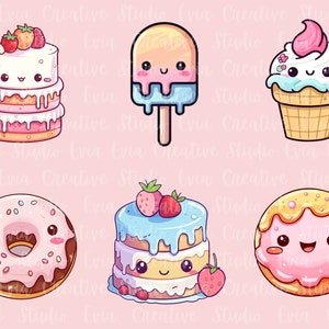 Kawaii Sweet Food Clipart | 30 Cute Sweet Treats Clipart | Cute ...