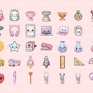 Kawaii School Clipart | 70 Cute School PNG and JPEG | Back to School ...