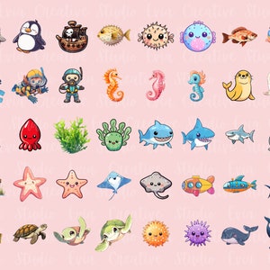 Under the Sea Clipart | 80 Sea Animal Graphics | Cute Sea Creatures ...