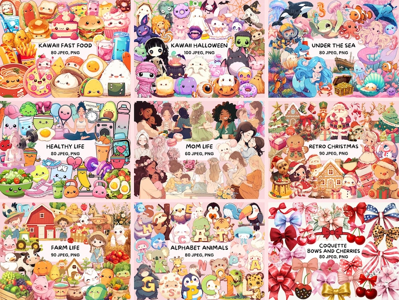 Kawaii Clipart Bundle for Etsy & Print-on-demand Sellers, 2000+ Cute ...