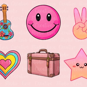 Retro Groovy Clipart | 80 Retro Hippie Graphics | Vintage Retro ...