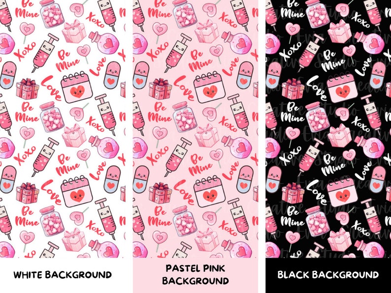 Kawaii Valentine Patterns 50 Seamless Valentine Patterns Cute Kawaii ...