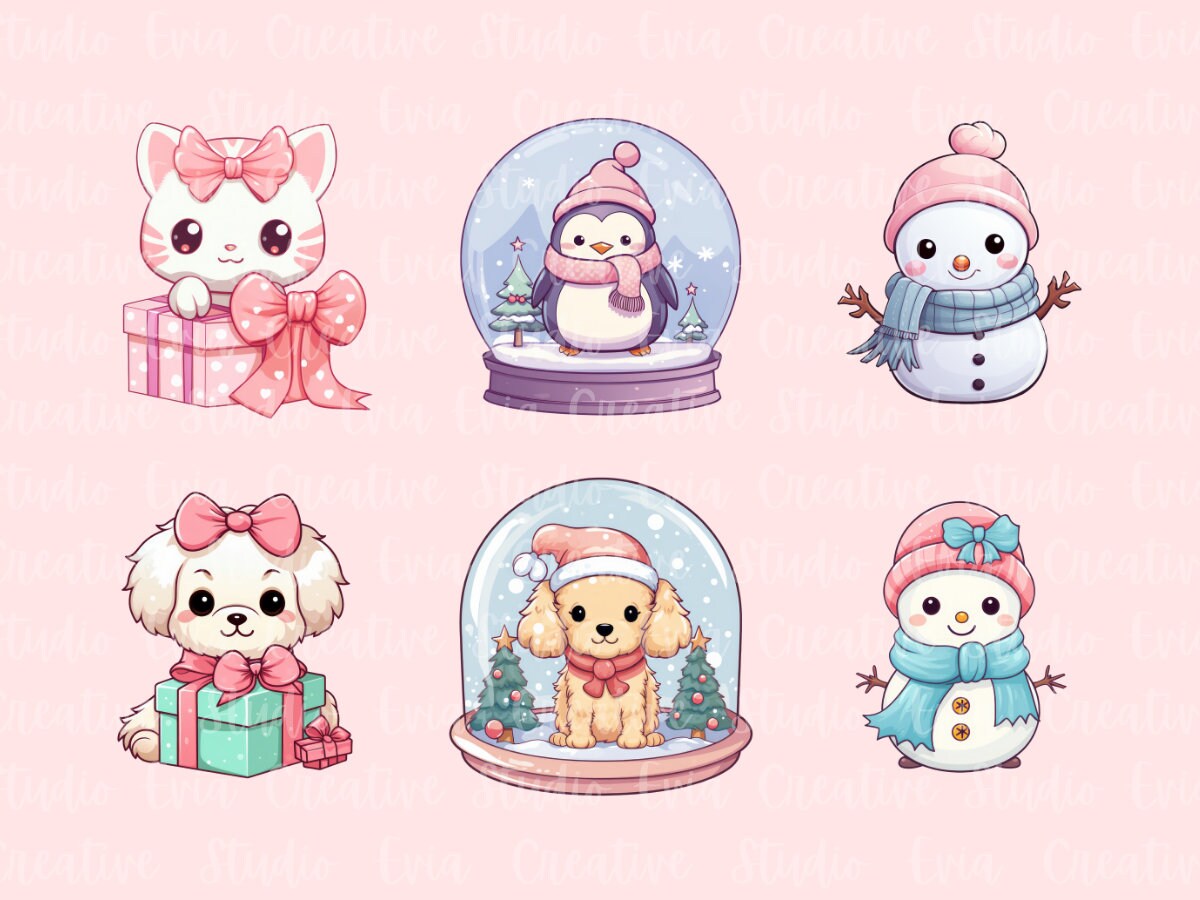 Kawaii Christmas Clipart | 60 Cute Christmas Graphics | Winter ...