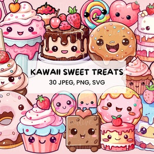 Kawaii Sweet Food Clipart 30 Cute Sweet Treats Clipart - Etsy Australia