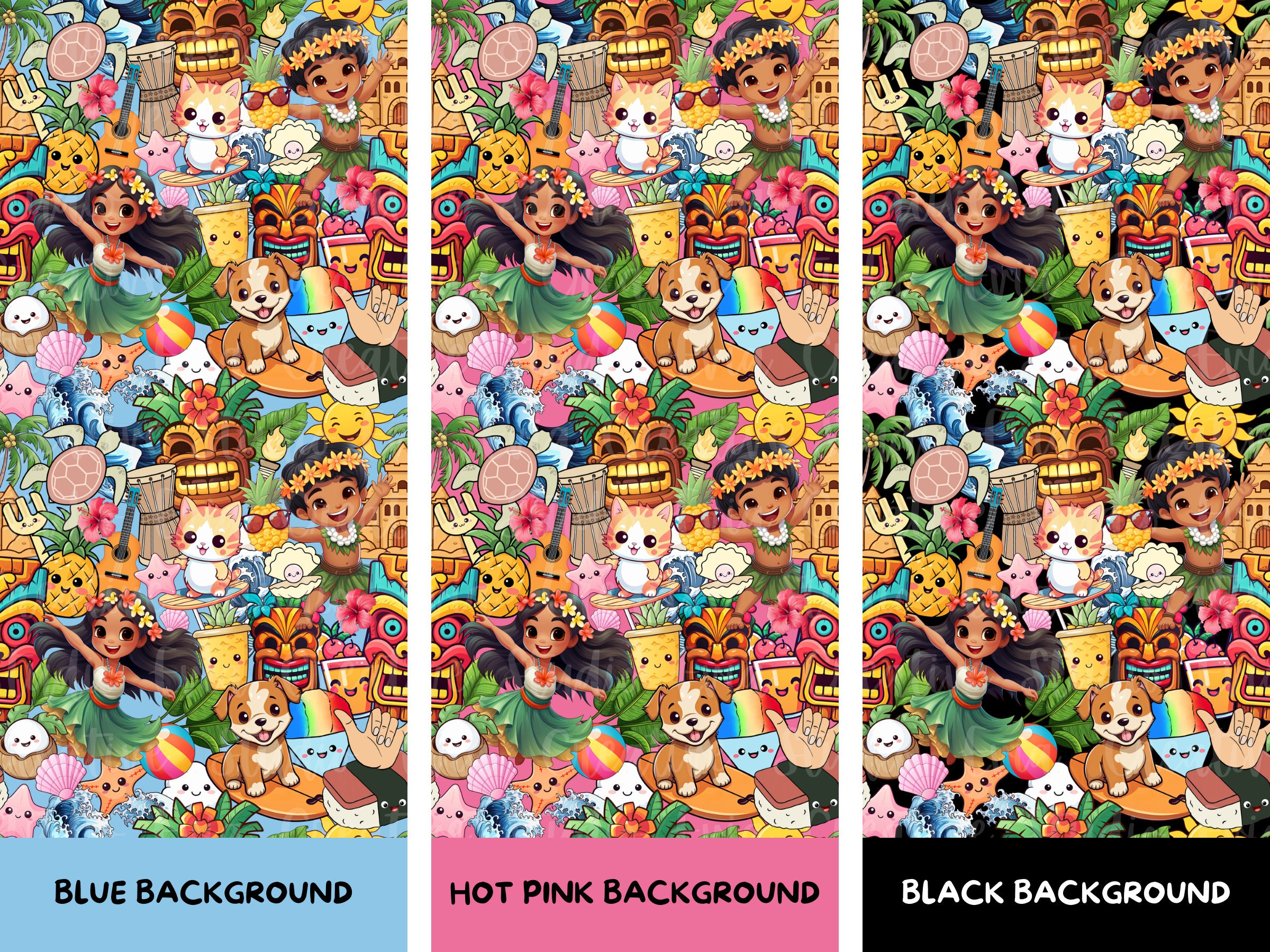 Hawaii Vibes Patterns 80 Kawaii Hawaii Seamless Patterns Tropical ...