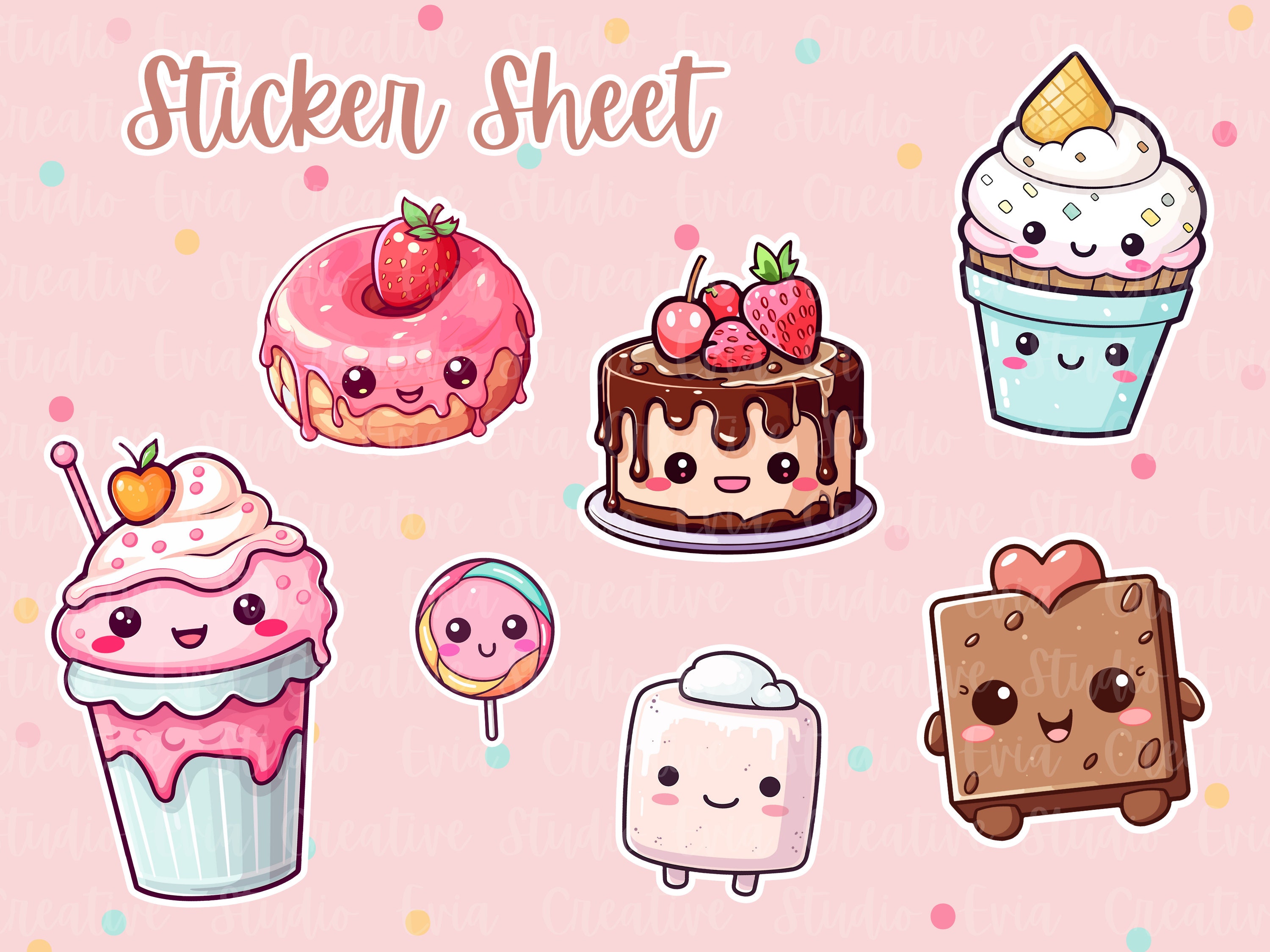 Kawaii Sweet Food Clipart | 30 Cute Sweet Treats Clipart | Cute ...