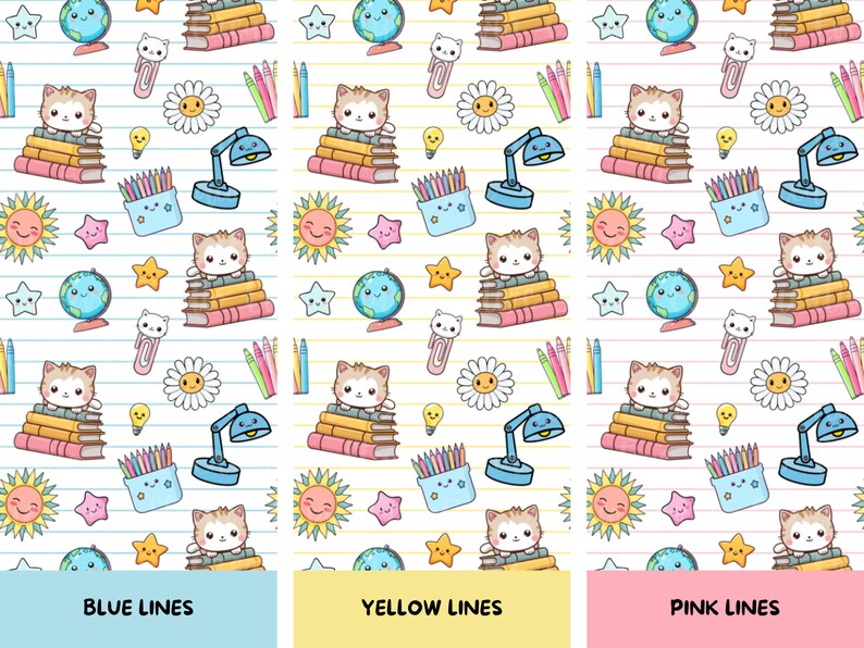 Kawaii School Patterns | 60 Cute School Seamless Patterns | Back to ...