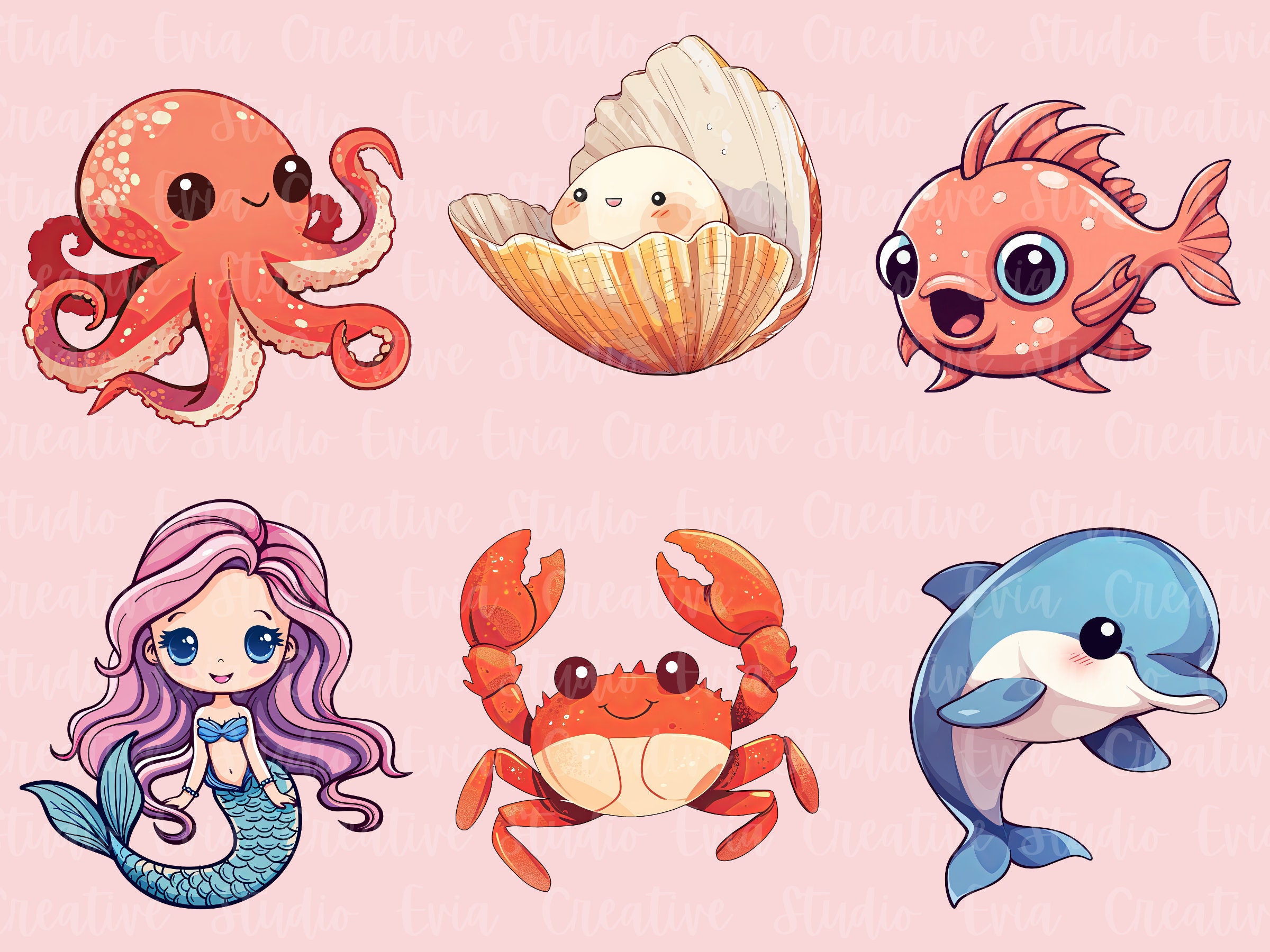 Under the Sea Clipart 80 Sea Animal Graphics Cute Sea Creatures Clipart ...