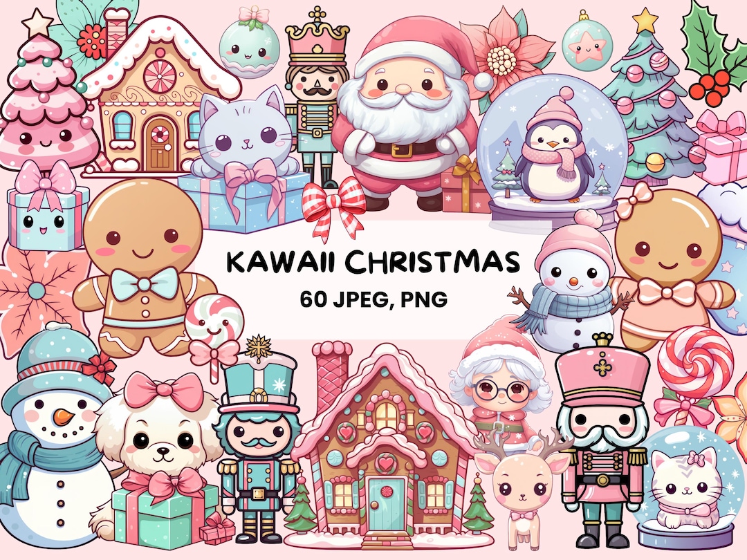 Kawaii Christmas Clipart | 60 Cute Christmas Graphics | Winter ...