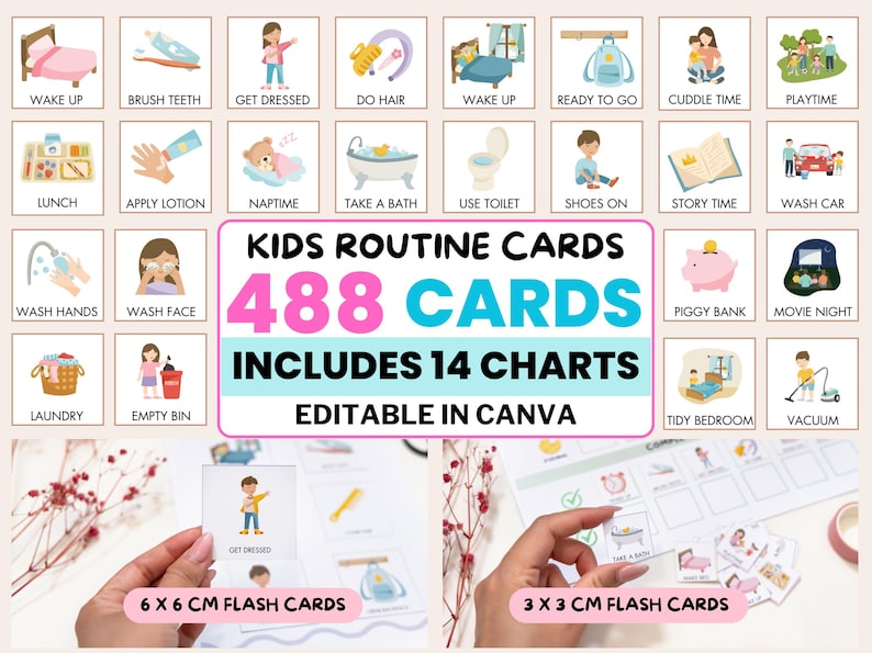Editable Daily Routine Cards for Kids Daily Chore Chart Visual Schedule ...