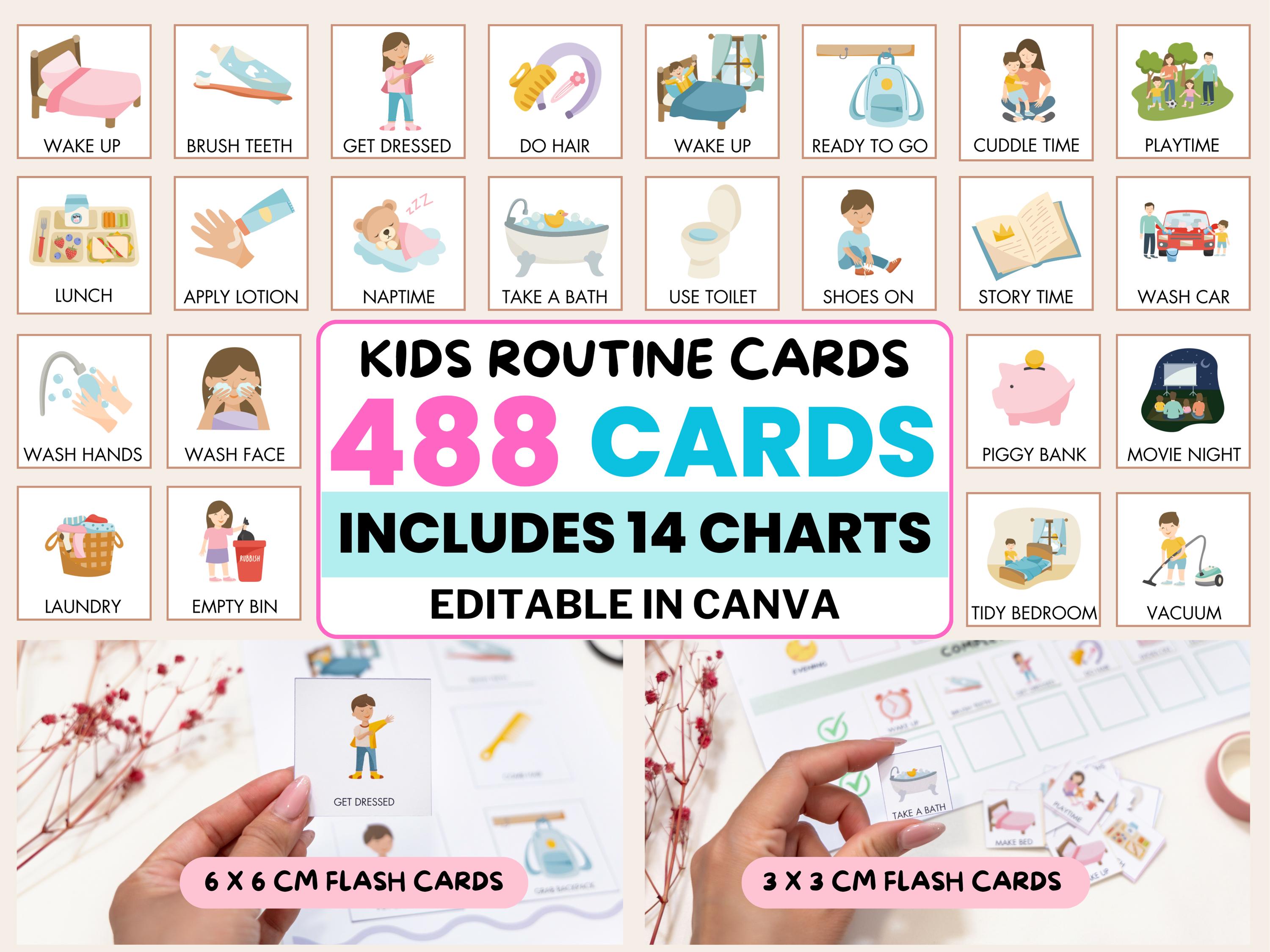 Editable Daily Routine Cards for Kids Daily Chore Chart Visual Schedule ...