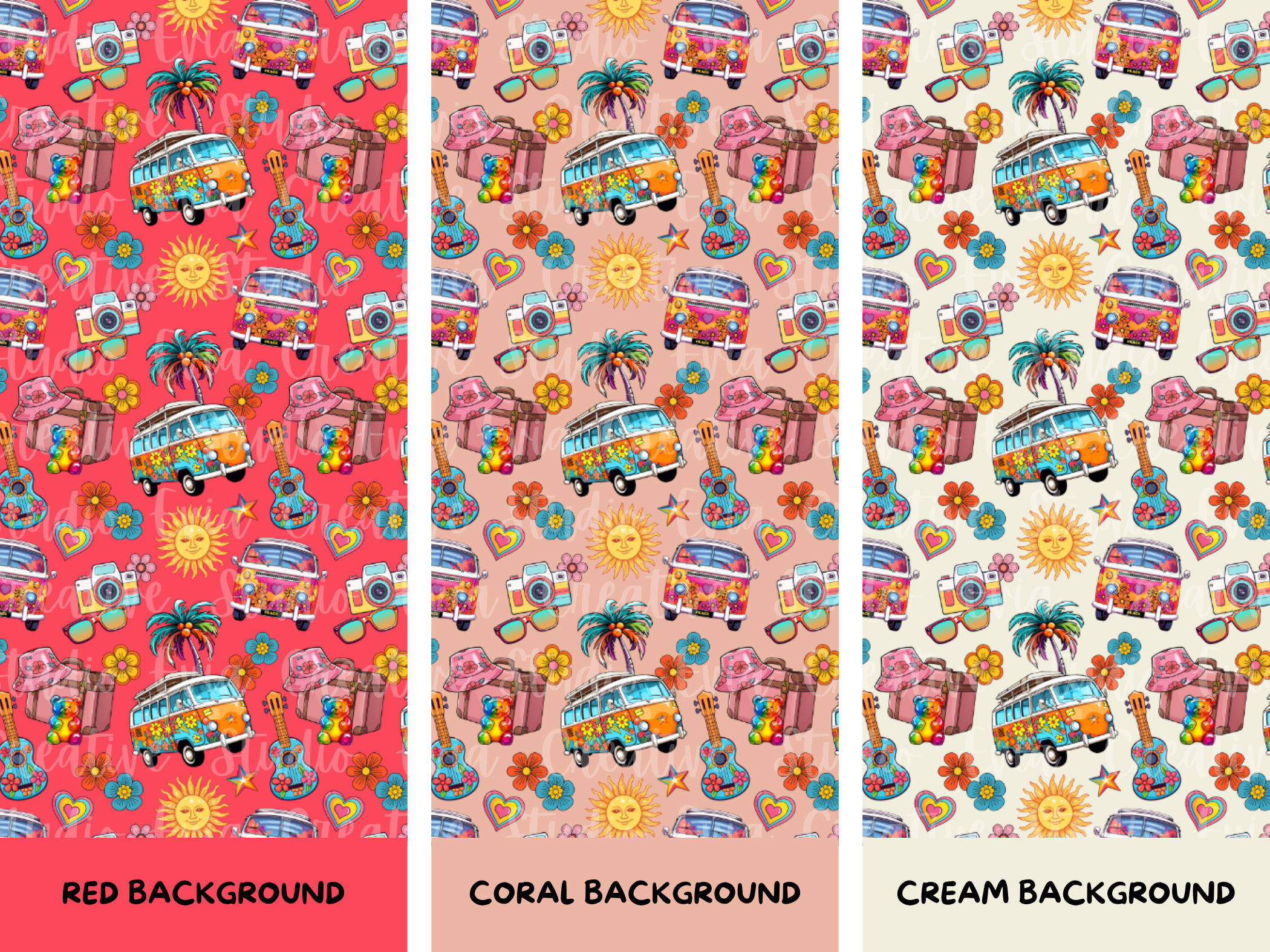 Retro Groovy Patterns 70 Hippie Seamless Patterns Retro Vibes Kawaii ...