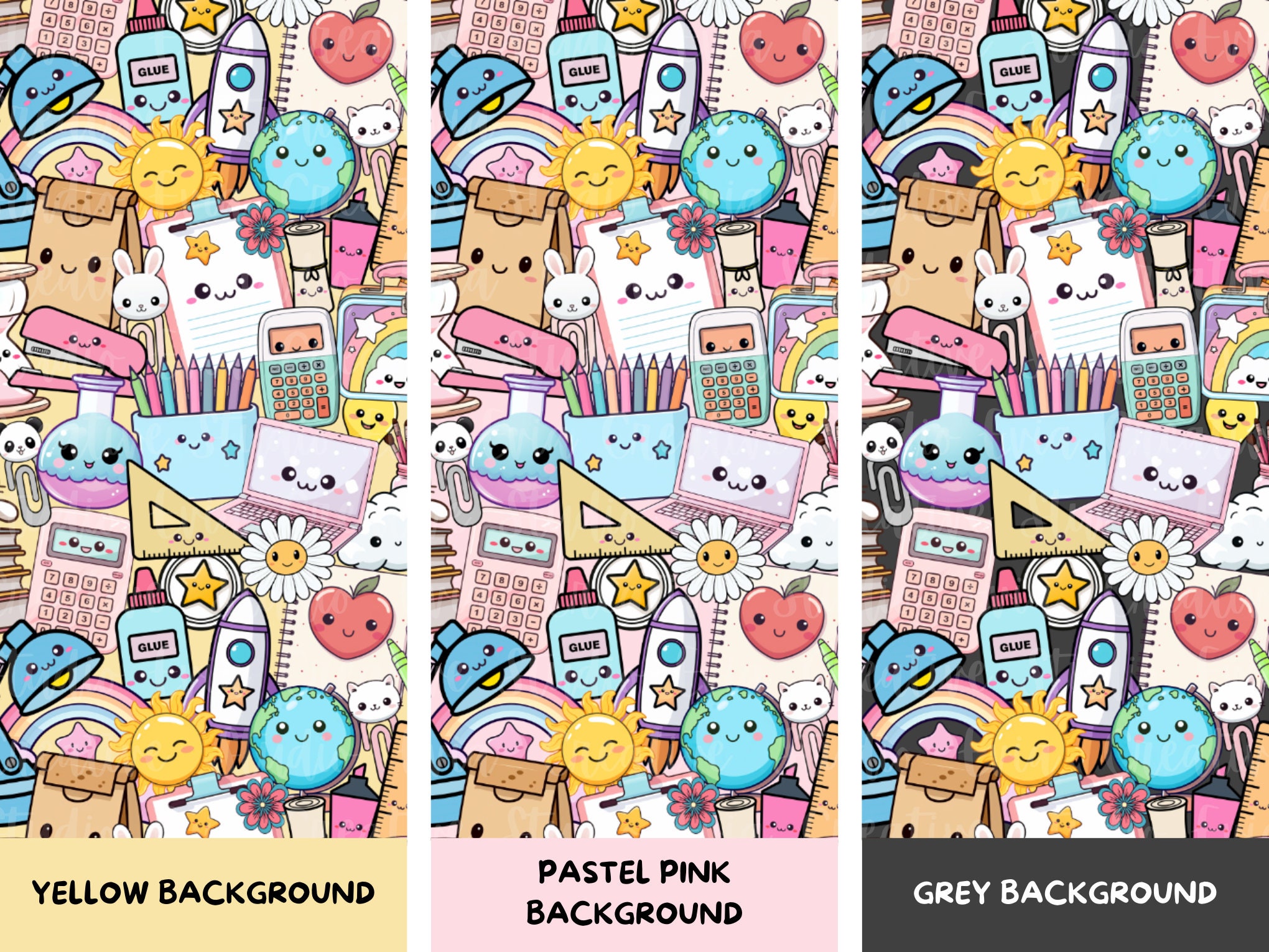 Kawaii School Patterns | 60 Cute School Seamless Patterns | Back to ...