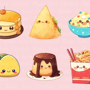 Kawaii Fast Food Clipart | 80 Cute Food Graphics | Kawaii PNG Bundle ...