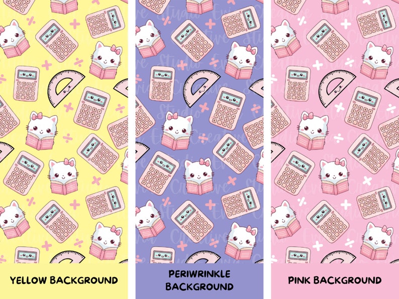 Kawaii School Patterns 60 Cute School Seamless Patterns Back to School ...