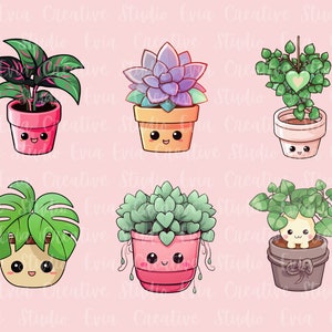 Kawaii Potted Plants Clipart | Indoor Potted Plants | House Plants ...