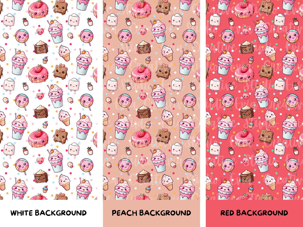 Kawaii Sweet Food Patterns 40 Cute Seamless Digital Patterns Digital ...