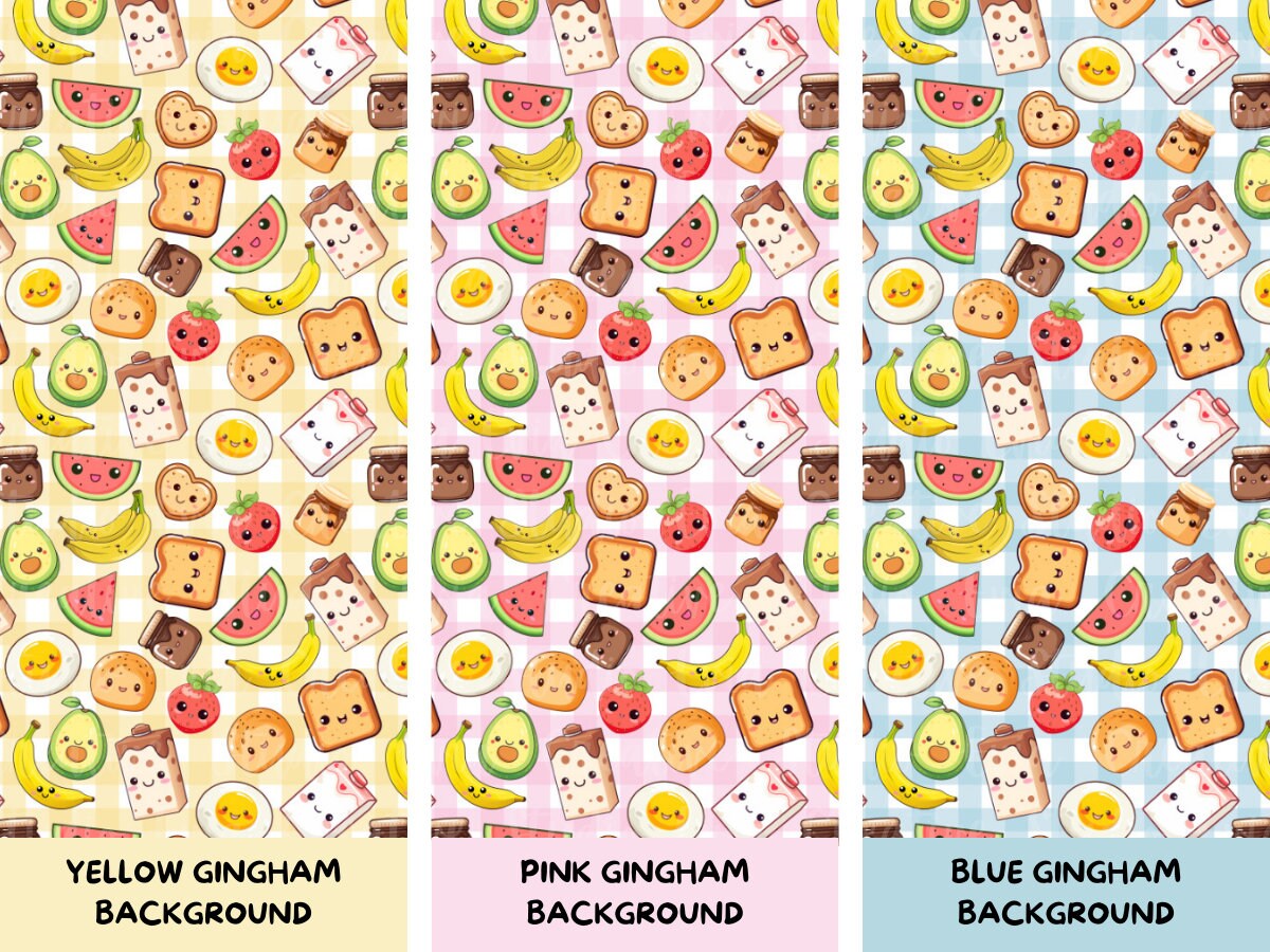 Kawaii Food Patterns 50 Seamless Cute Food Patterns Kawaii Design ...