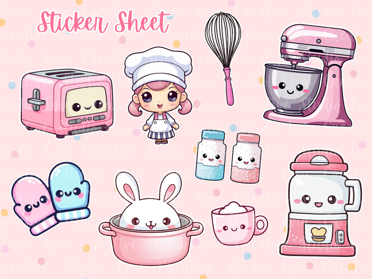 Kawaii Kitchen Clipart 50 Cute Kitchen Tools Cooking and Baking ...