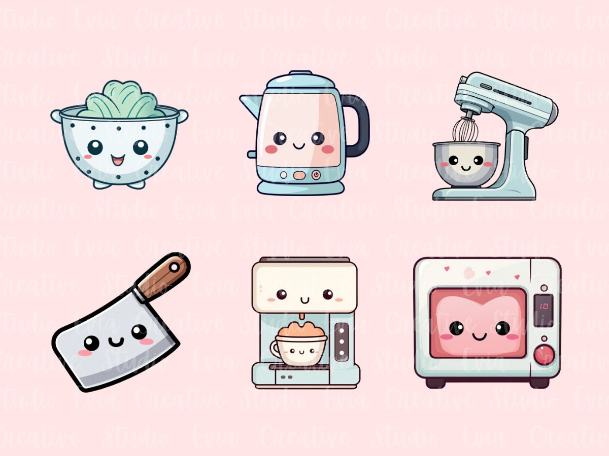 Kawaii Kitchen Clipart | 50 Cute Kitchen Tools | Cooking and Baking ...