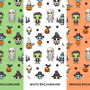 Kawaii Halloween Patterns | 80 Cute Spooky Seamless Patterns ...