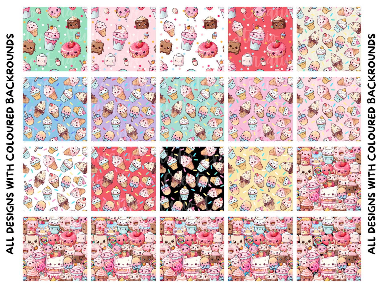 Kawaii Sweet Food Patterns 40 Cute Seamless Digital Patterns Digital ...