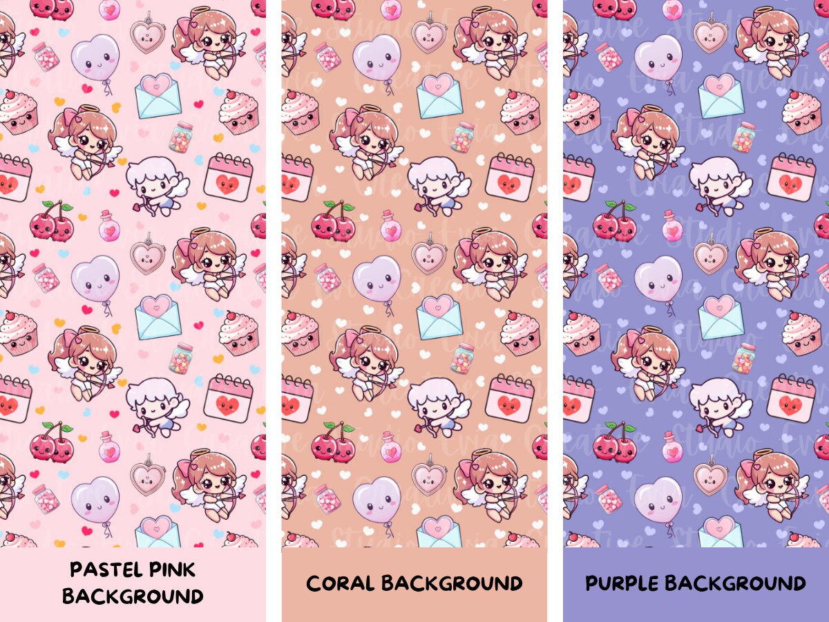 Kawaii Valentine Patterns 50 Seamless Valentine Patterns Cute Kawaii ...